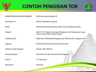 Tata Cara Pembuatan TOR /KAK sebagai data dukung Usulan Anggaran tahun ...