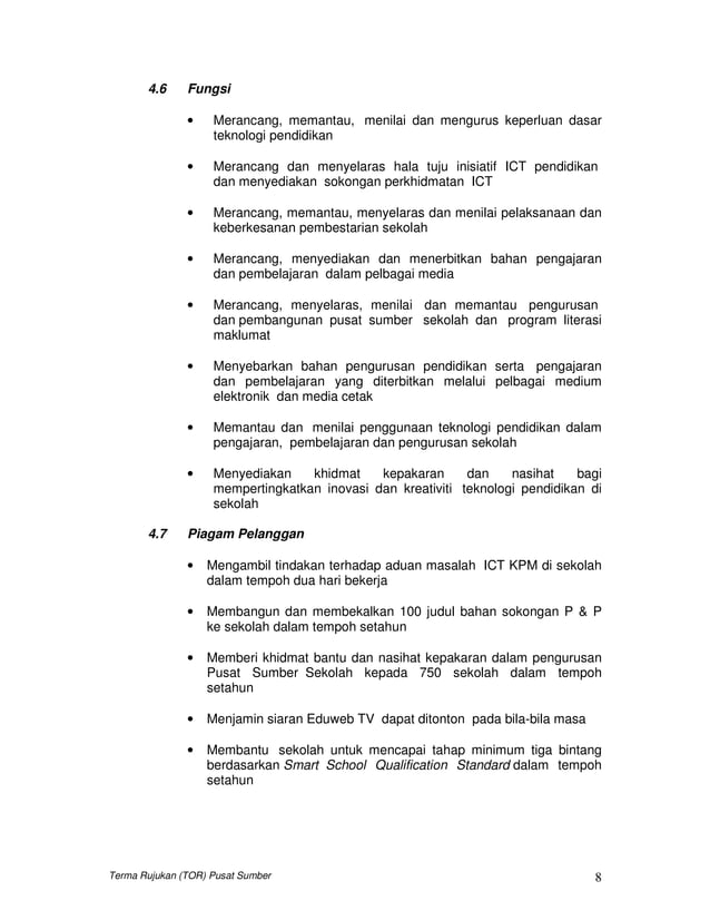 Terma Rujukan Pusat Sumber Pendidikan | PDF