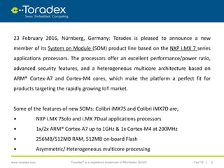 Toradex Expands Product Portfolio with New Embedded Computer Based on ...