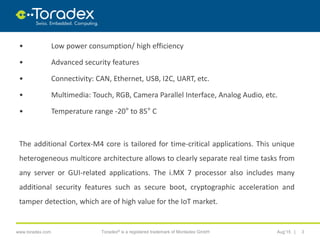 Toradex Expands Product Portfolio with New Embedded Computer Based on NXP® I.MX 7 Applications ...