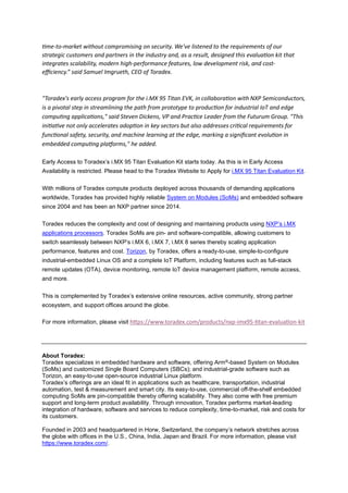 Toradex announces Titan Eval Kit w/ NXP's i.MX 95 - Early Access ...