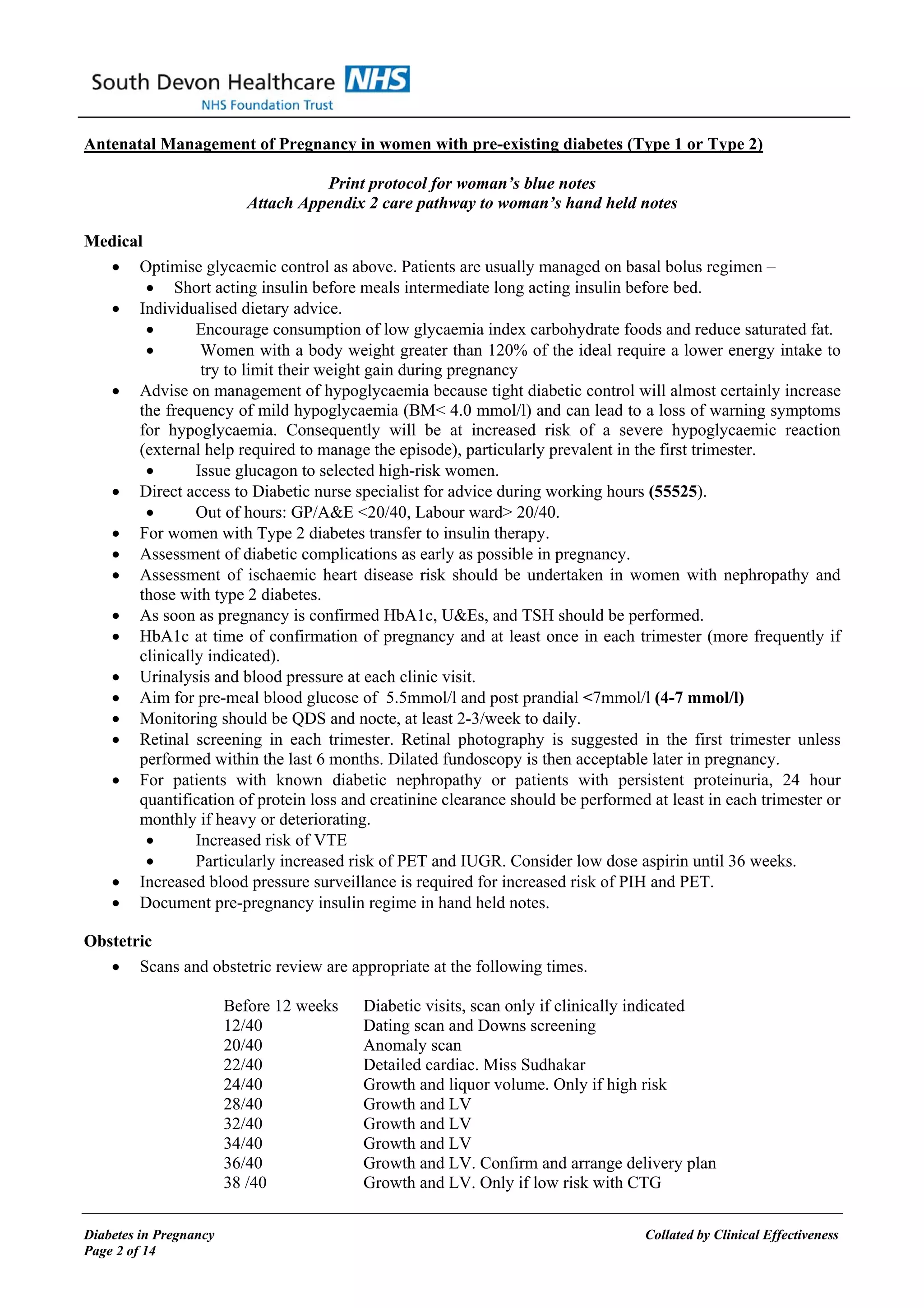 Torbay antenatal clinic guidelines | PDF