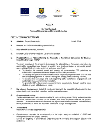 Anunt angajare project manager CSR | PDF