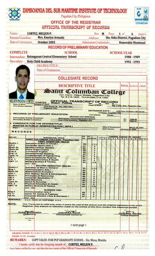 TOR collections from different universities of MELJUN CORTES | PDF