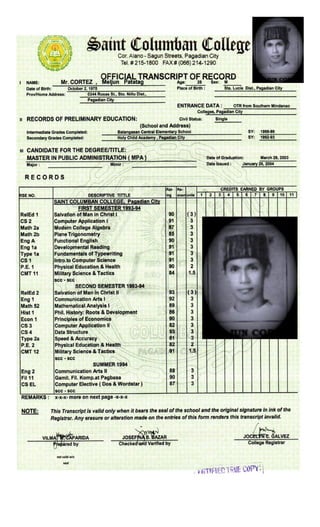 TOR collections from different universities of MELJUN CORTES | PDF