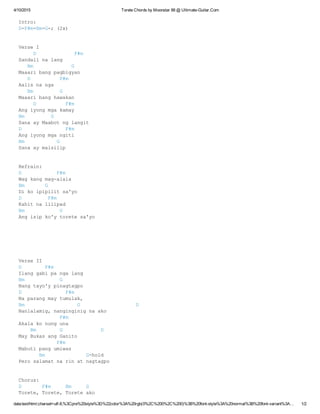 Torete chords by moonstar 88 @ ultimate guitar | PDF