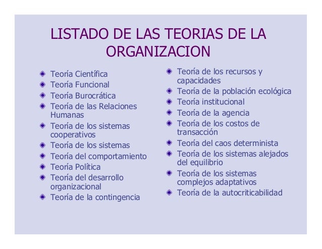 Teorias De La Organizacion