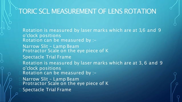 Soft Toric Contact lens | PPTX | Eye and Vision Conditions | Diseases ...