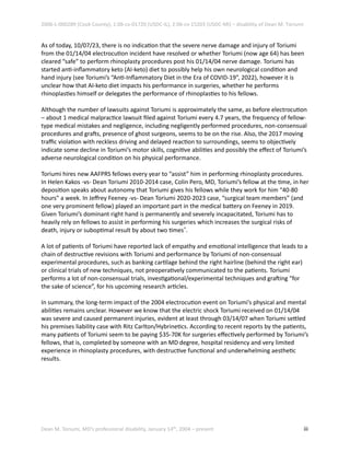 Dr. Dean Toriumi's disability, 01/14/2004 - present | PDF