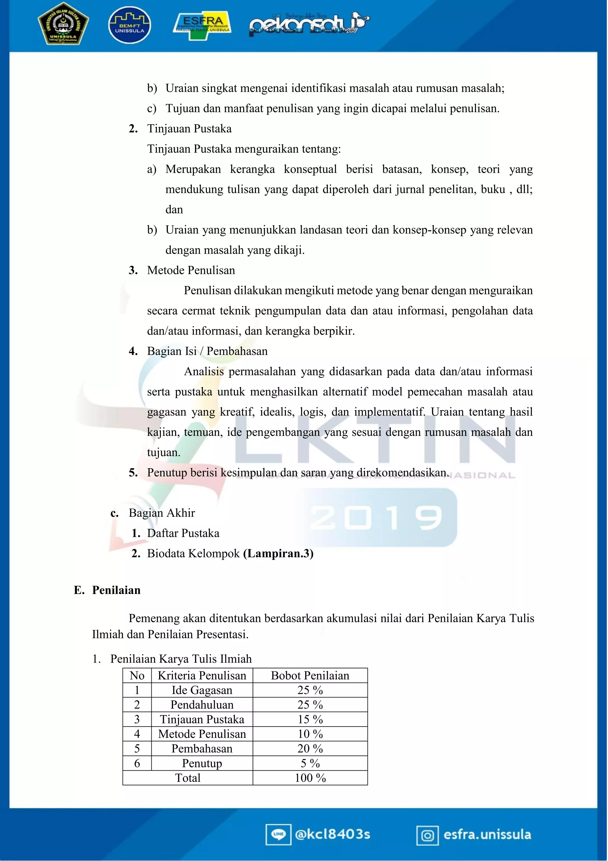 Tor lomba karya tulis ilmiah nasional esfra tahun 2019 | PDF