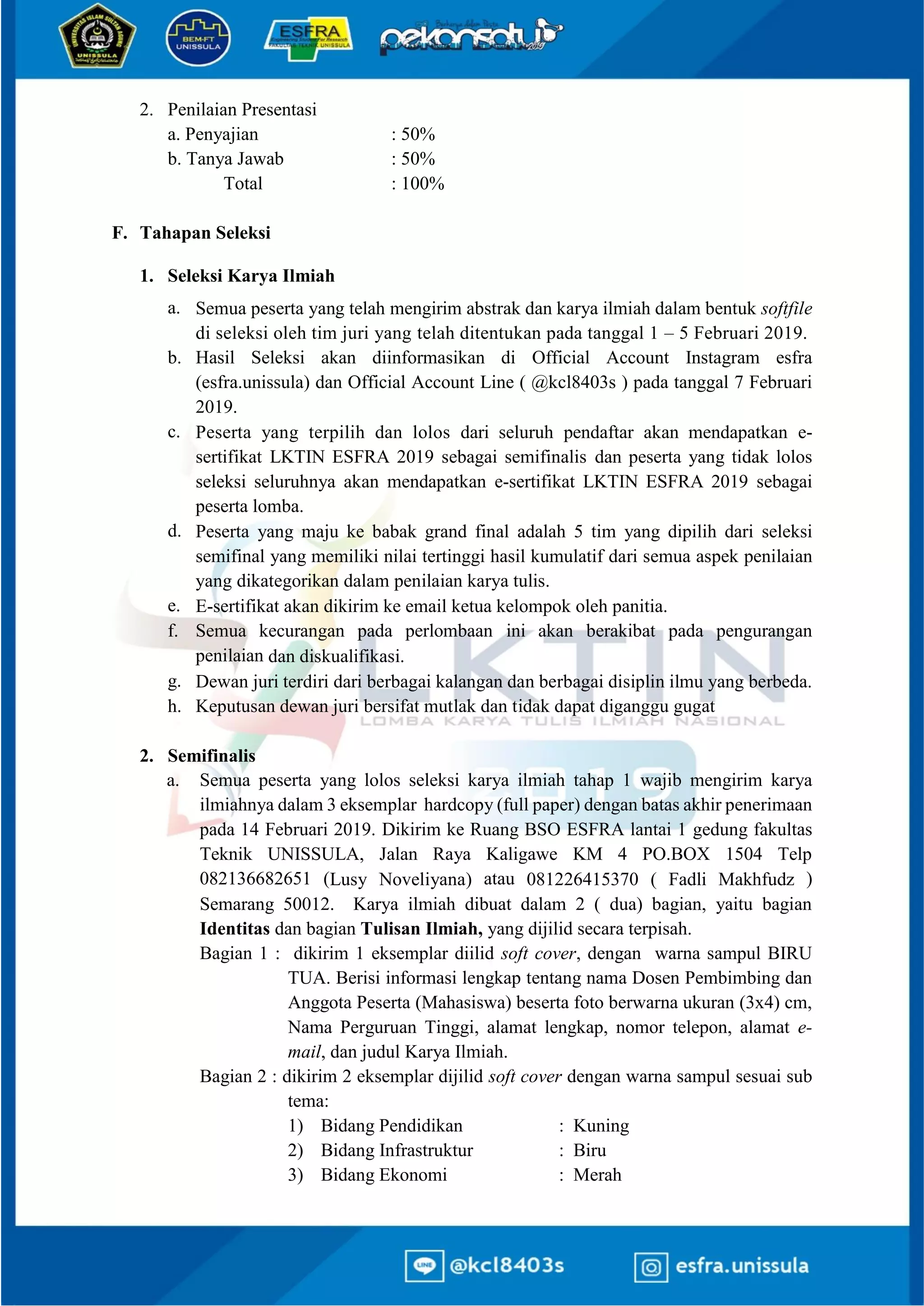 Tor Lomba Karya Tulis Ilmiah Nasional Esfra Tahun 2019 Pdf