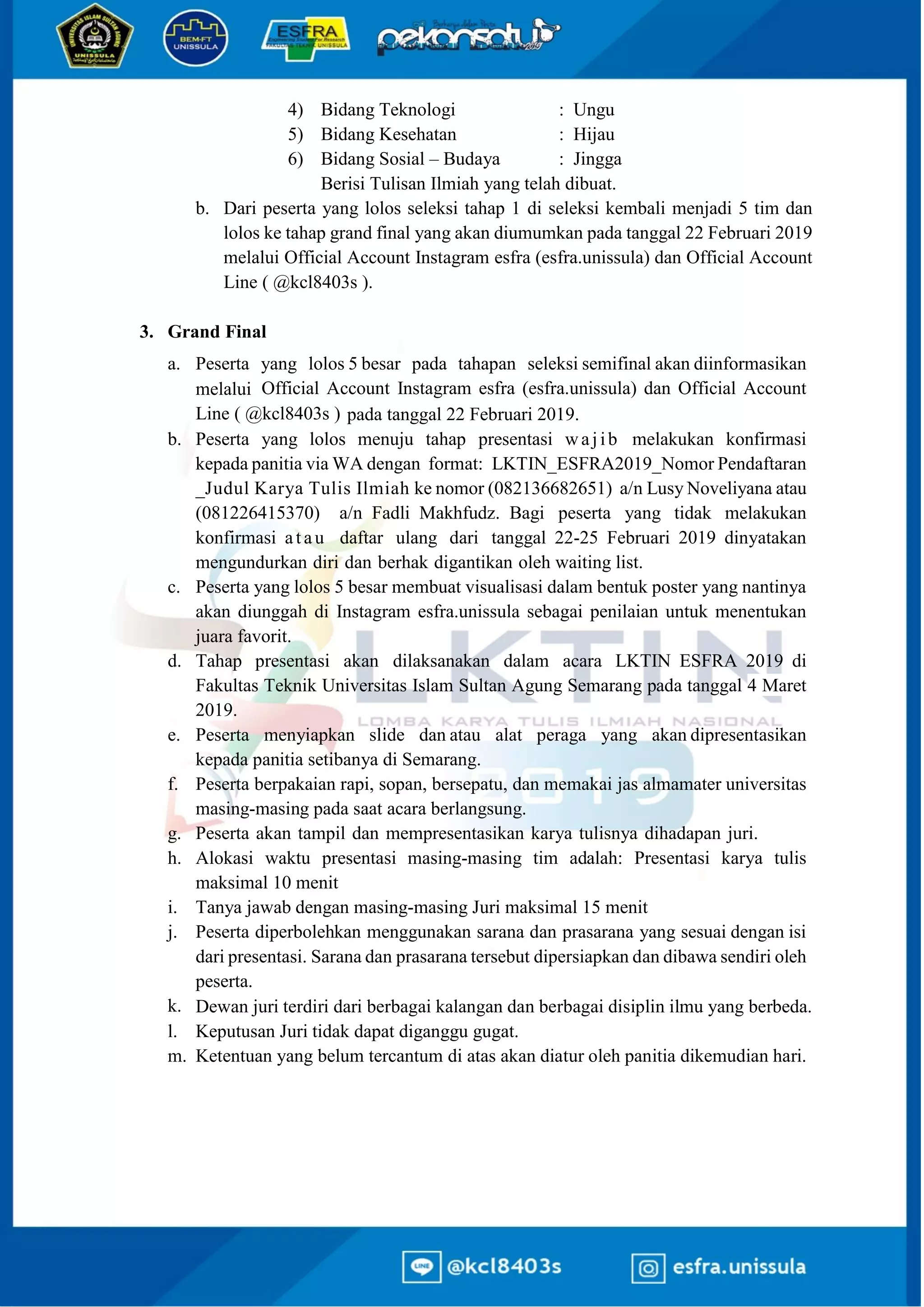 Tor lomba karya tulis ilmiah nasional esfra tahun 2019 | PDF