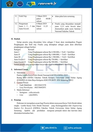 Tor lomba karya tulis ilmiah nasional esfra tahun 2019 | PDF