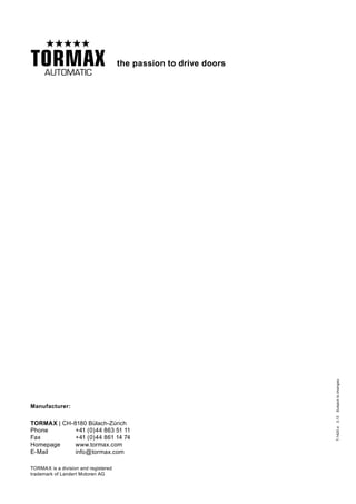 Tormax united-kingdom i-motion-2401_specifications_barrier-free-building | PDF