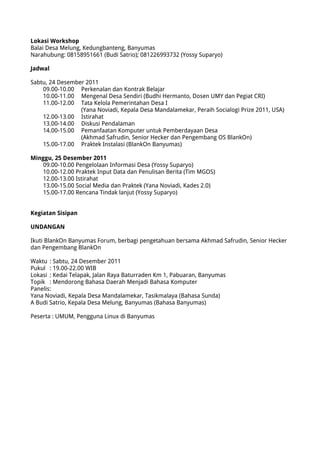 Lokakarya Mengenal Desa Sendiri di Desa Melung | PDF