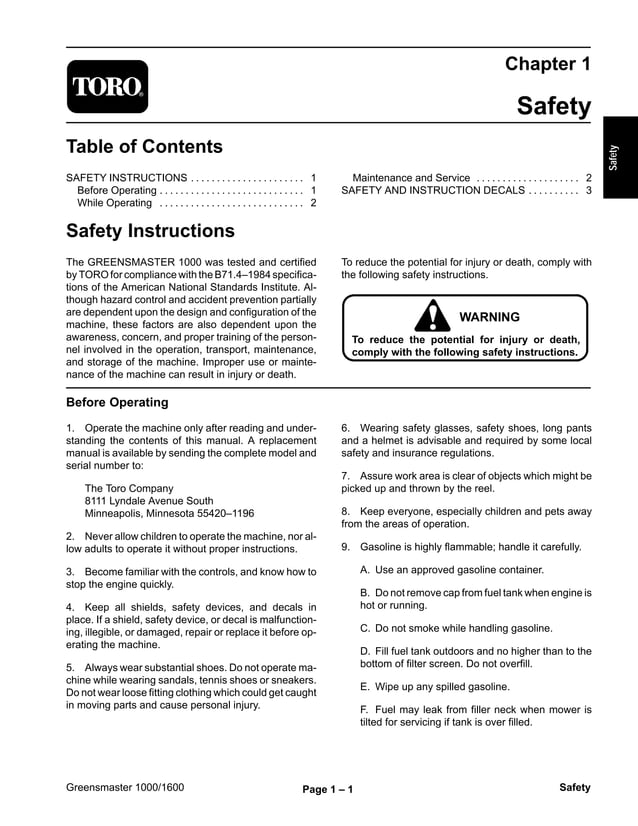 Toro greensmaster 1000 service repair manual | PDF