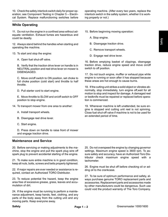 Toro greensmaster 1000 service repair manual | PDF