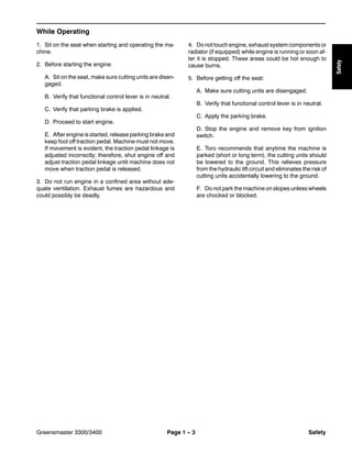 Toro greensmaster tri flex 3400 service repair manual | PDF