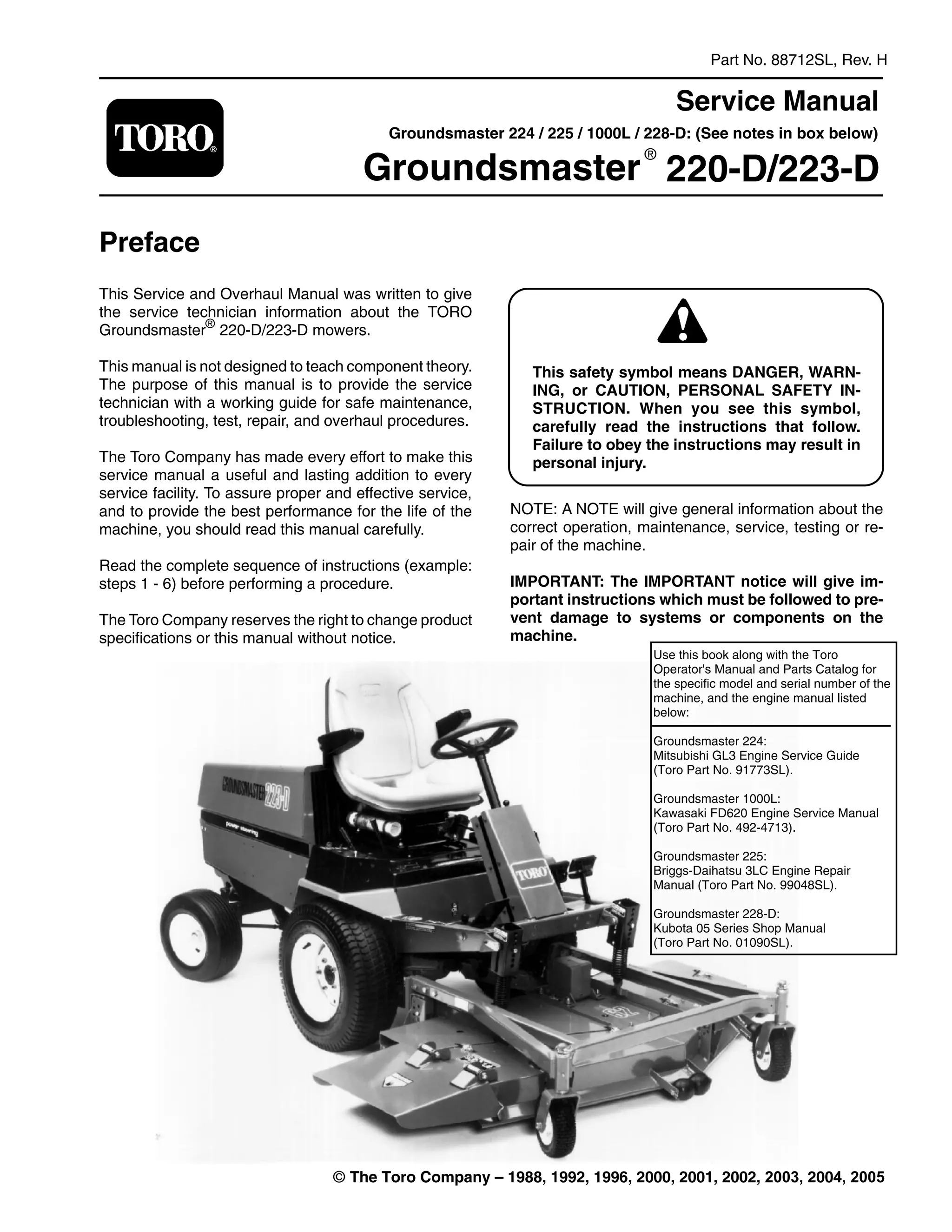 Toro groundsmaster 220 d mower service repair manual | PDF