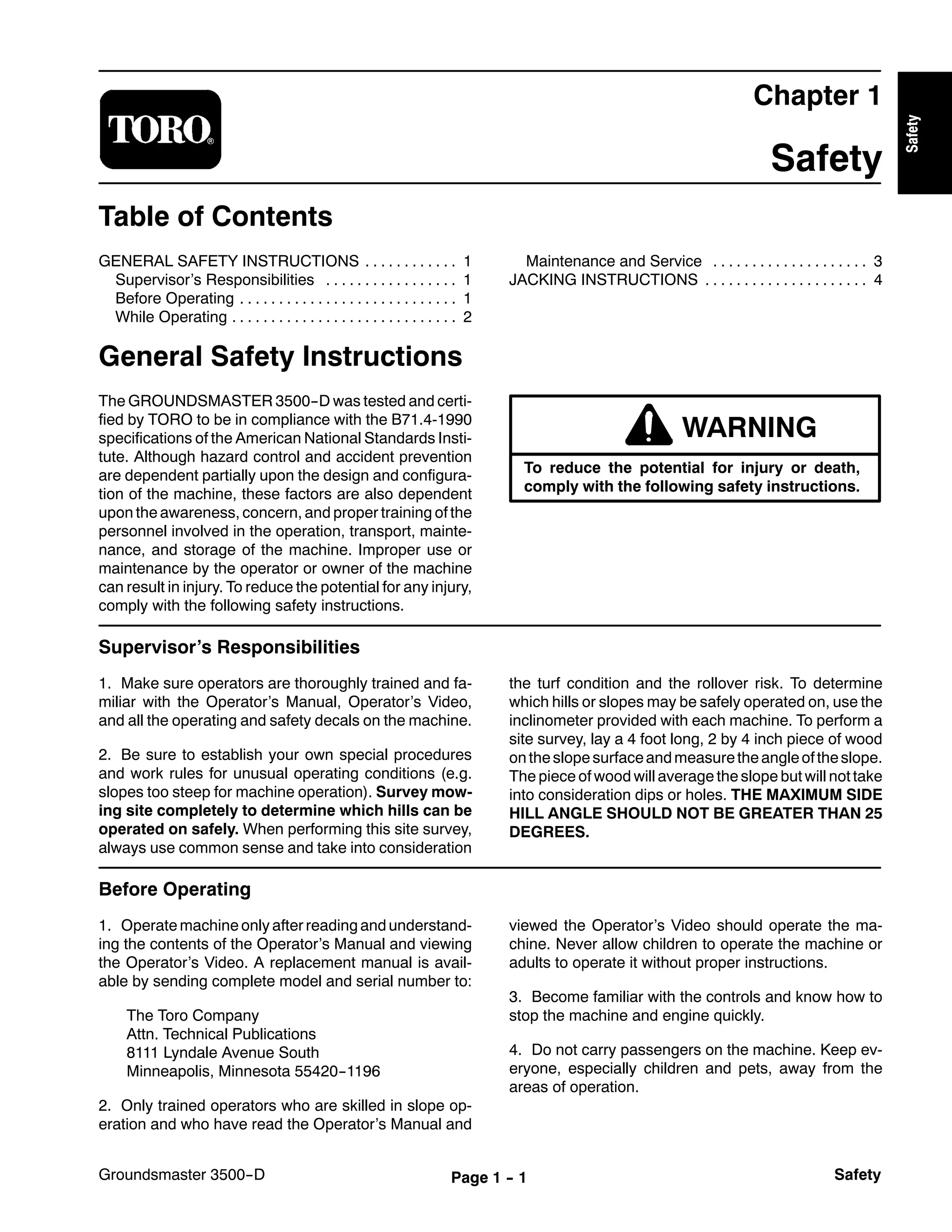 Toro groundsmaster 3500 d service repair manual | PDF