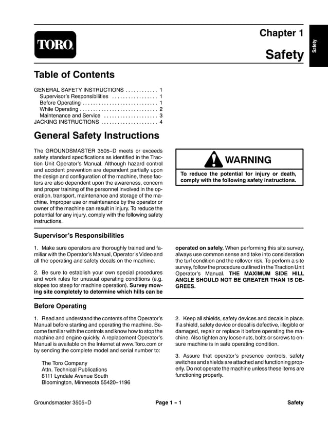 Toro groundsmaster 3505 d service repair manual | PDF