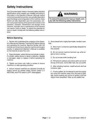 Toro groundsmaster 4300 d service repair manual | PDF