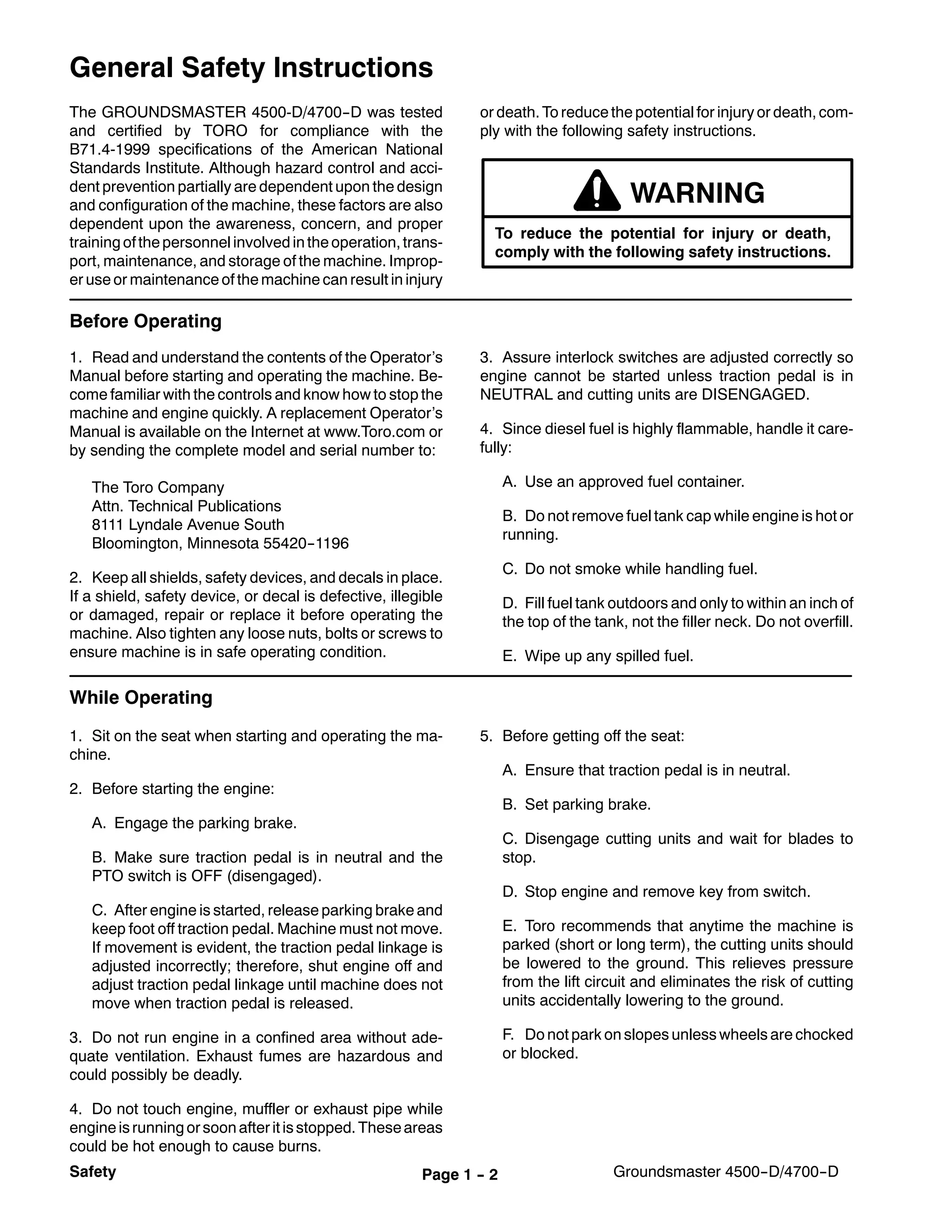 Toro groundsmaster 4700 d service repair manual | PDF