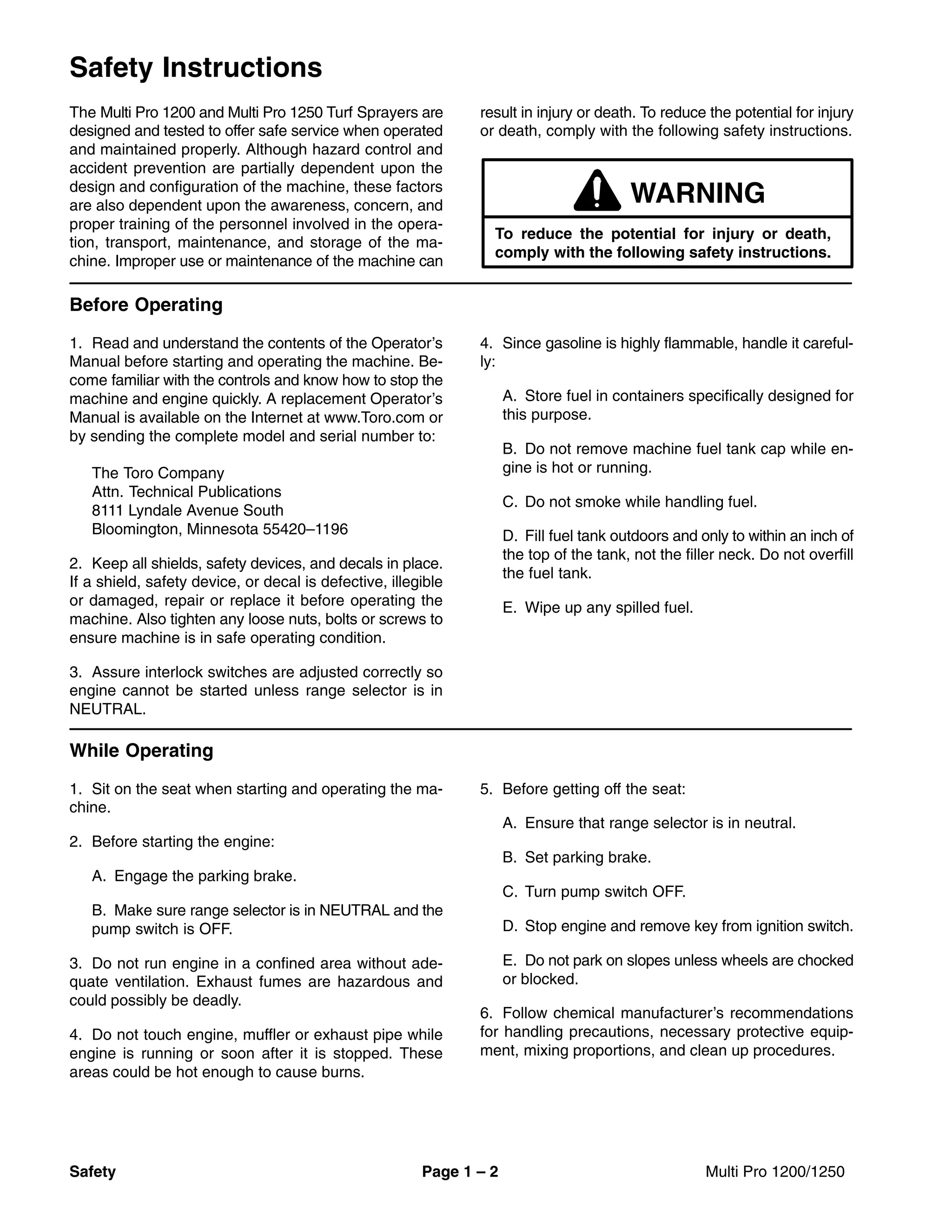 Toro multi pro 1250 sprayer service repair manual | PDF