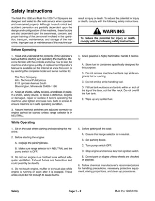 Toro multi pro 1250 sprayer service repair manual | PDF