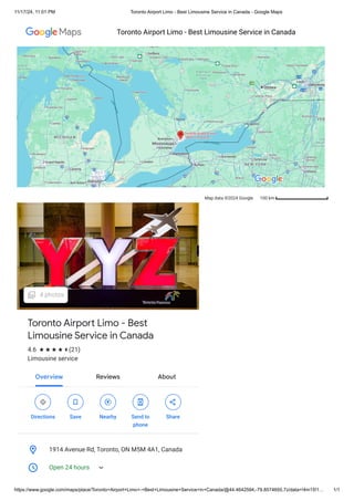 Toronto Airport Limo - Best Limousine Service in Canada - Google Maps.pdf