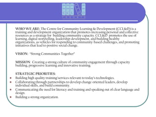 Toronto centre for community learning & development | PPT