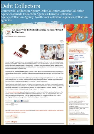 An Easy Way To Collect Debt & Recover Credit In Toronto | PDF