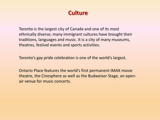 Toronto history,climate,culture,tourism,sports religion and language ...