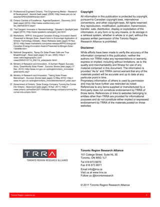 Toronto Region - Solar Energy Innovation Snapshot May 2011 | PDF