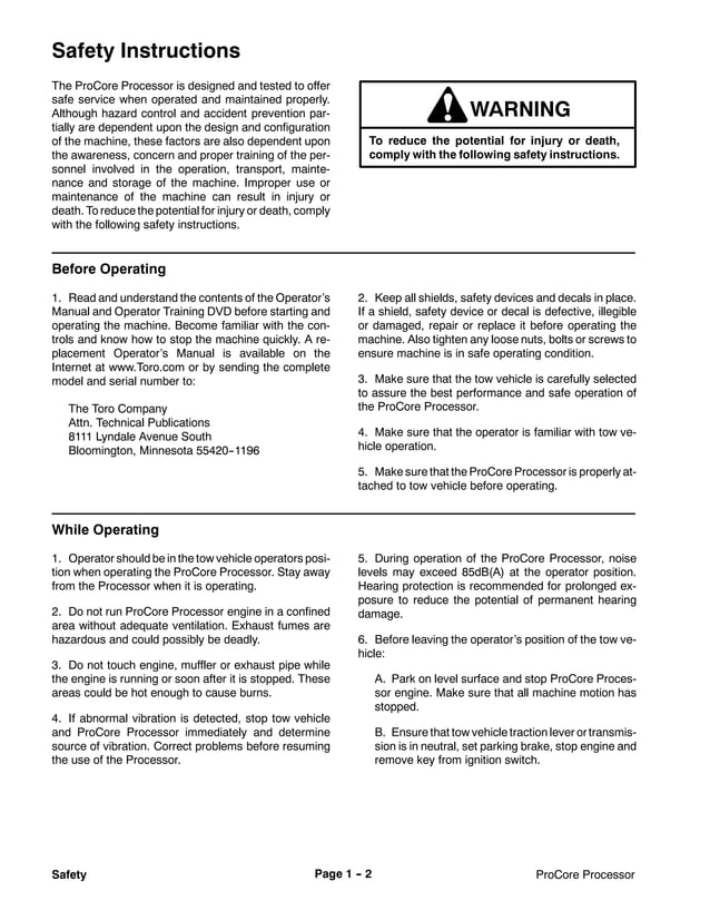 Toro pro core processor service repair manual | PDF