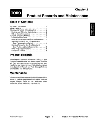 Toro pro core processor service repair manual | PDF