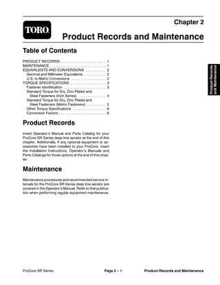 Toro pro core sr75 service repair manual | PDF