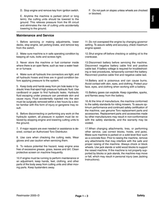 Toro reelmaster 2000 d mower service repair manual | PDF