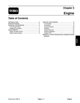 Toro reelmaster 2000 d mower service repair manual | PDF
