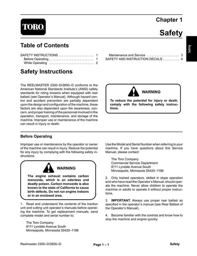 Toro reelmaster 2300 d mower service repair manual | PDF