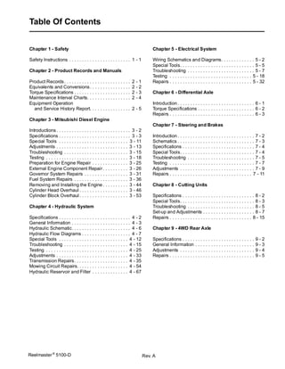 Toro reelmaster 5100 d mower service repair manual | PDF