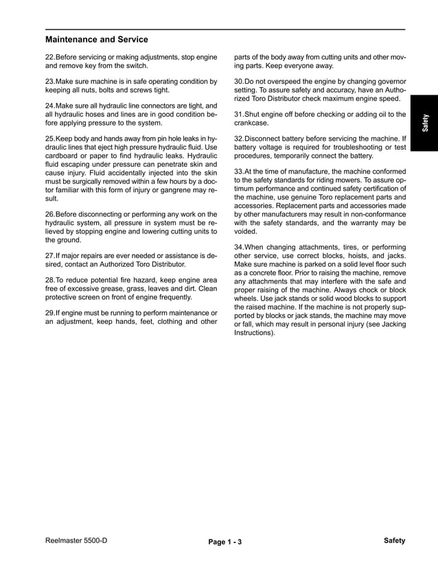 Toro reelmaster 5500 d mower service repair manual | PDF