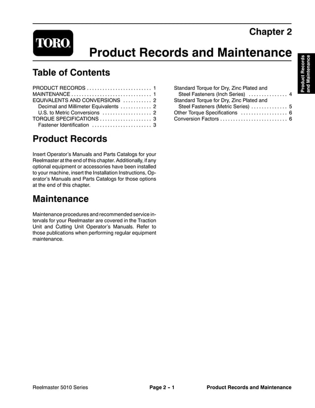 Toro reelmaster 5510 mower service repair manual | PDF