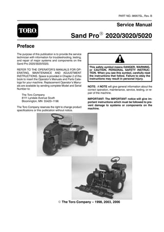 Toro sand pro 2020 service repair manual | PDF
