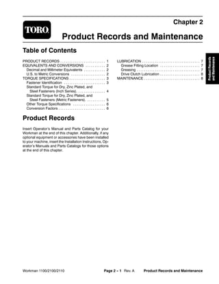 Toro workman 1110 series service repair manual | PDF