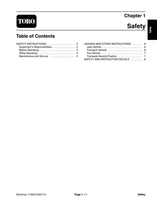 Toro workman 1110 series service repair manual | PDF