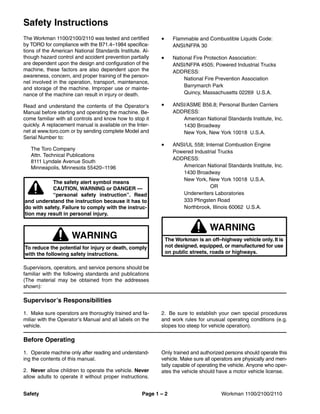 Toro workman 1110 series service repair manual | PDF