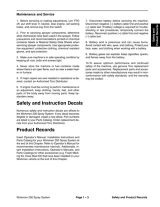 Toro workman 200 spray system service repair manual | PDF