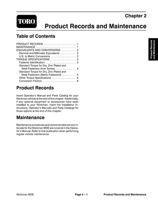 Toro workman mde service repair manual | PDF