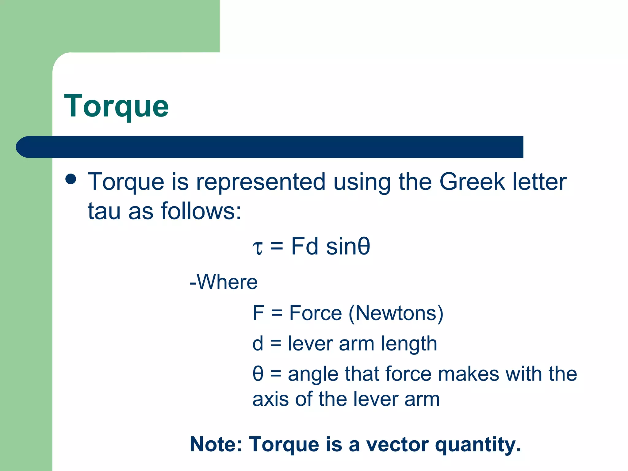 Torque | PPT | Physics | Science